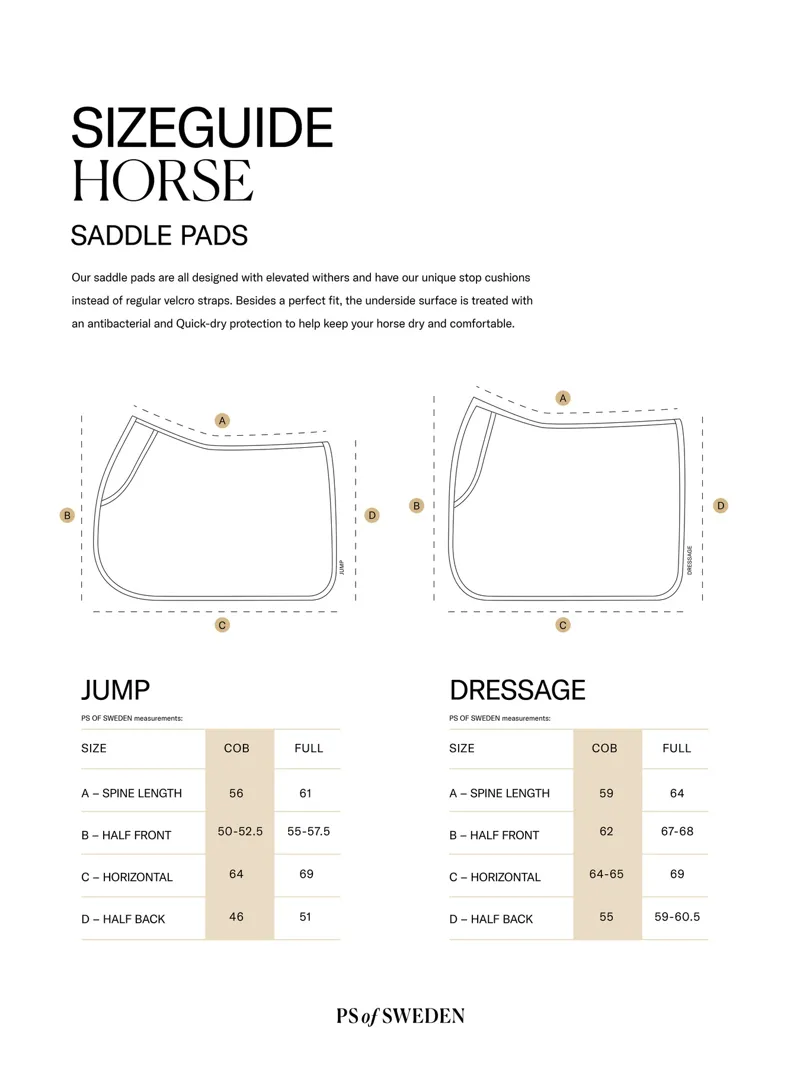 Equestrian Stockholm Saddle Pad Size Guide at Nadine Boeding blog